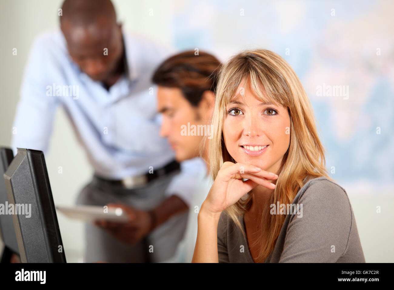 woman office laugh Stock Photo - Alamy