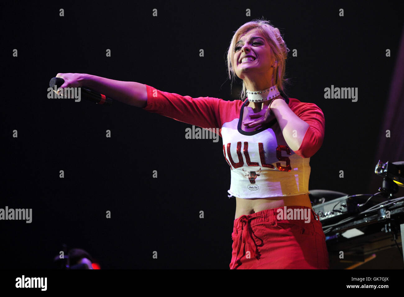 Bebe Rexha performing live in concert at the Allstate Arena in Rosemont ...