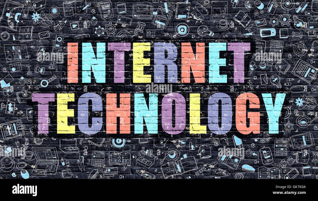 Internet Technology on Dark Brick Wall Stock Photo - Alamy