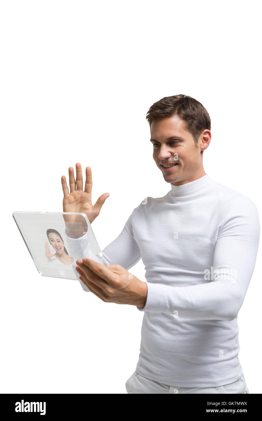 The researchers used high-tech tablet Stock Photo - Alamy