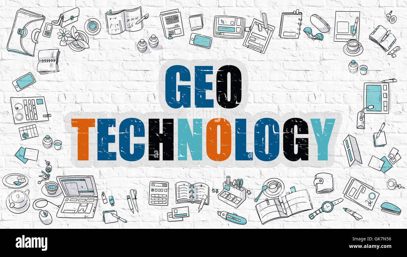 Geo Technology Concept. Multicolor on White Brickwall Stock Photo - Alamy