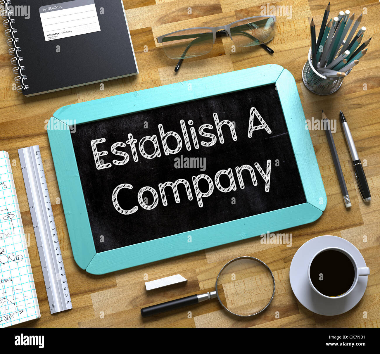 Small Chalkboard with Establish A Company Stock Photo - Alamy