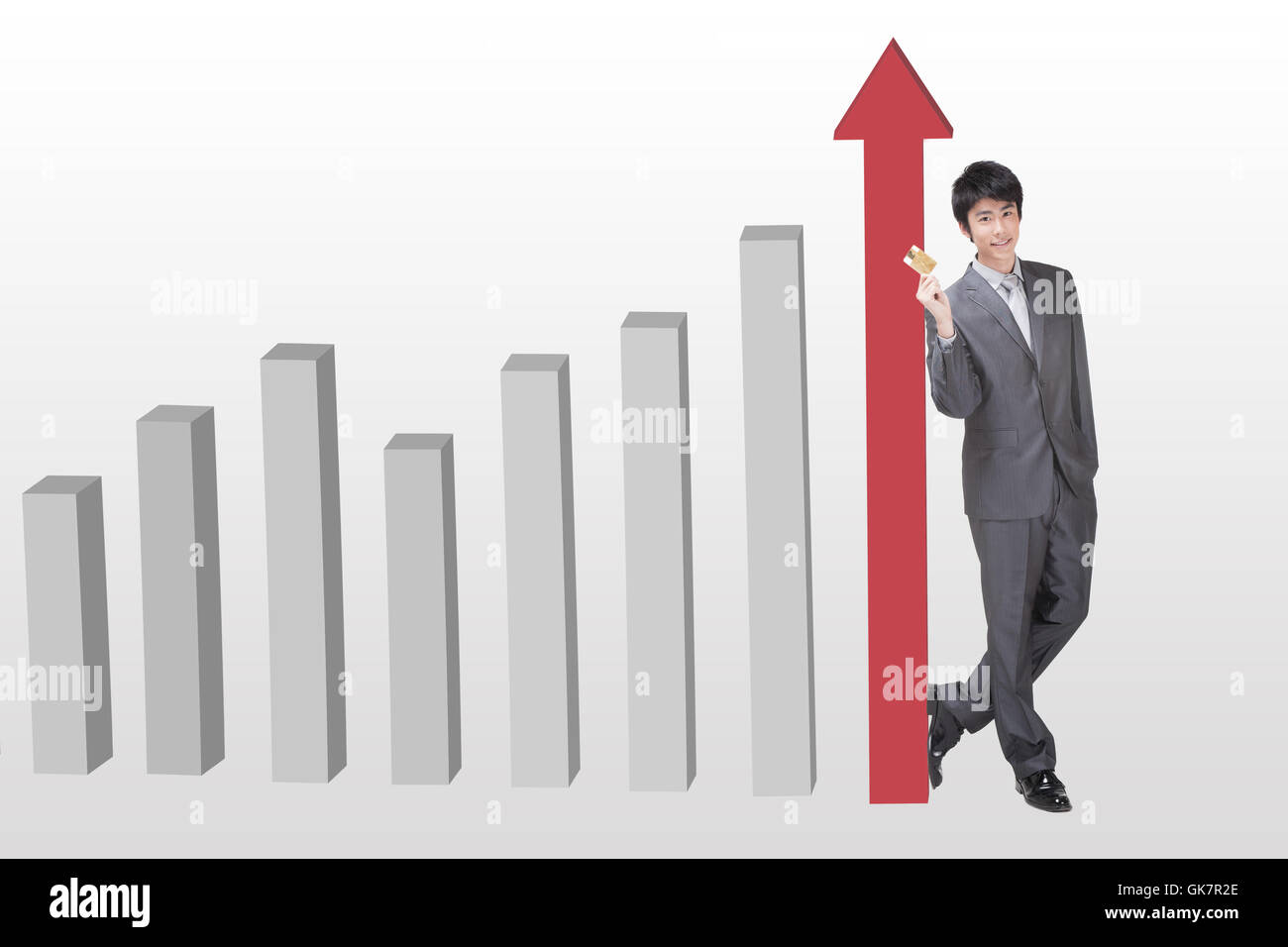 Business man with chart Stock Photo - Alamy