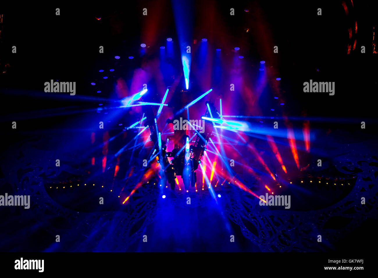 Blue stage lighting, light show concert Stock Photo - Alamy