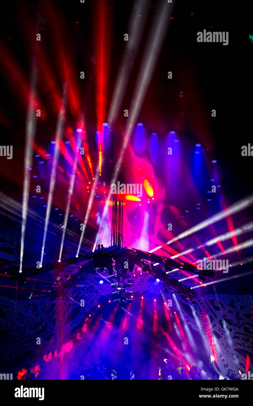 Blue stage lighting, light show concert Stock Photo - Alamy