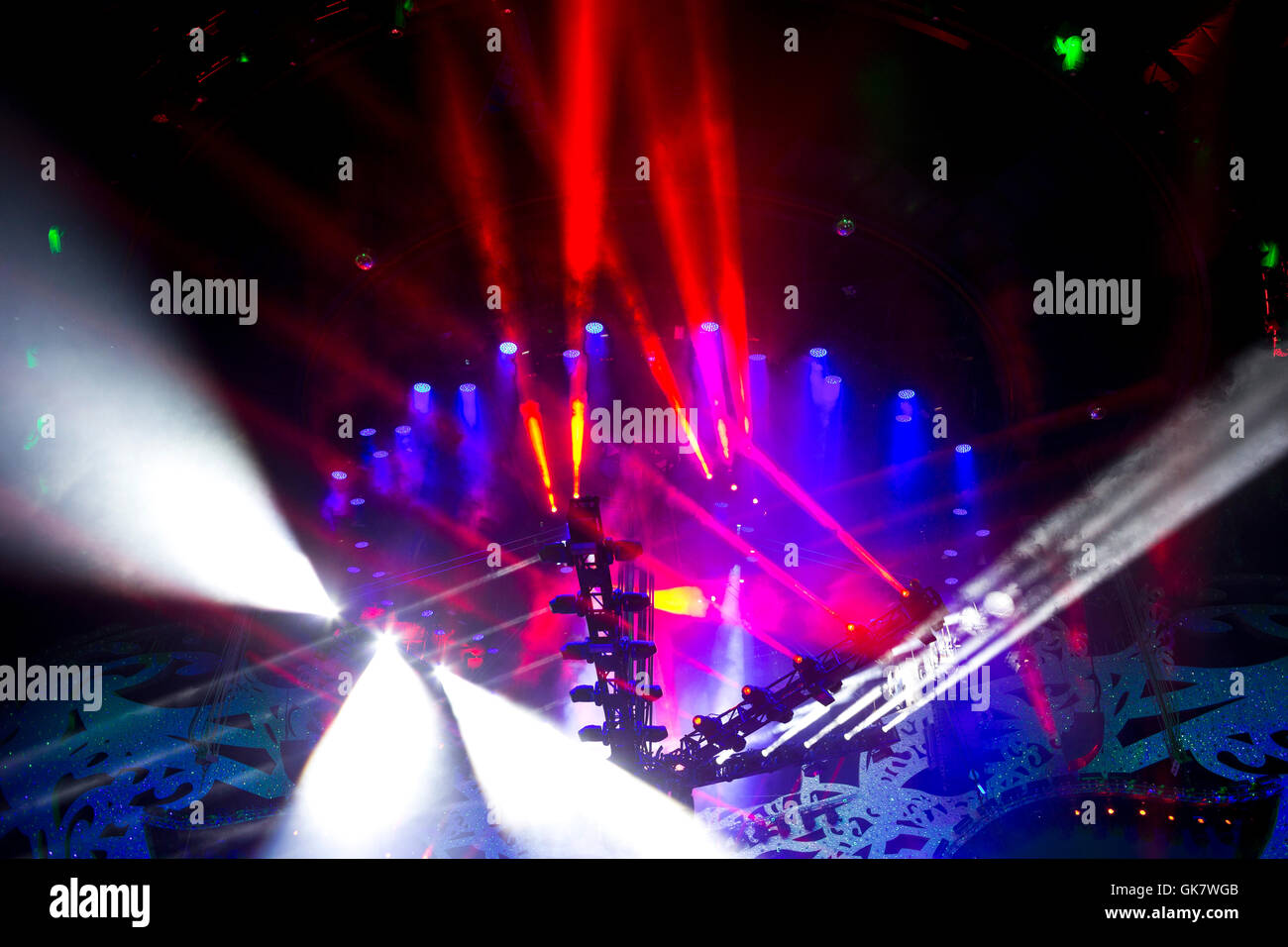 Blue stage lighting, light show concert Stock Photo - Alamy
