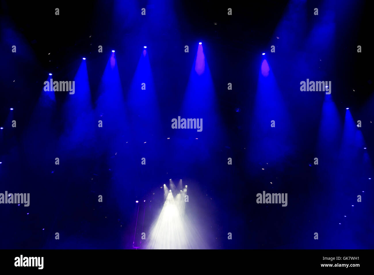 Blue stage lighting, light show concert Stock Photo - Alamy