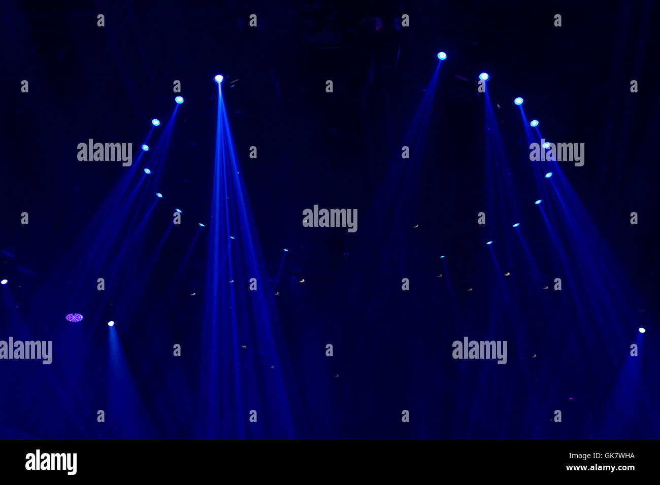 Blue stage lighting, light show concert Stock Photo - Alamy