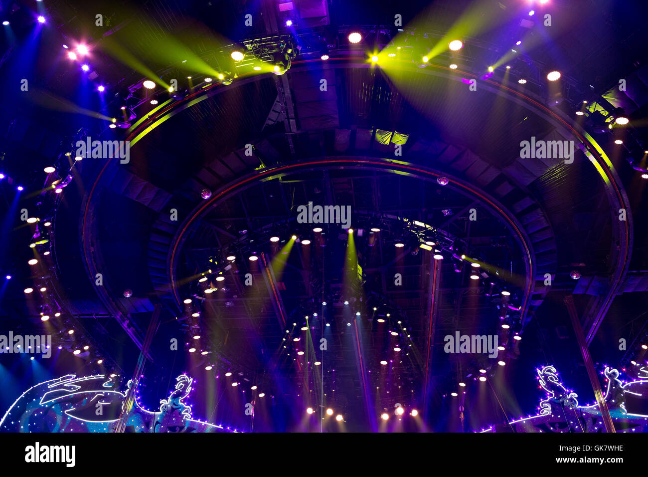Blue stage lighting, light show concert Stock Photo - Alamy