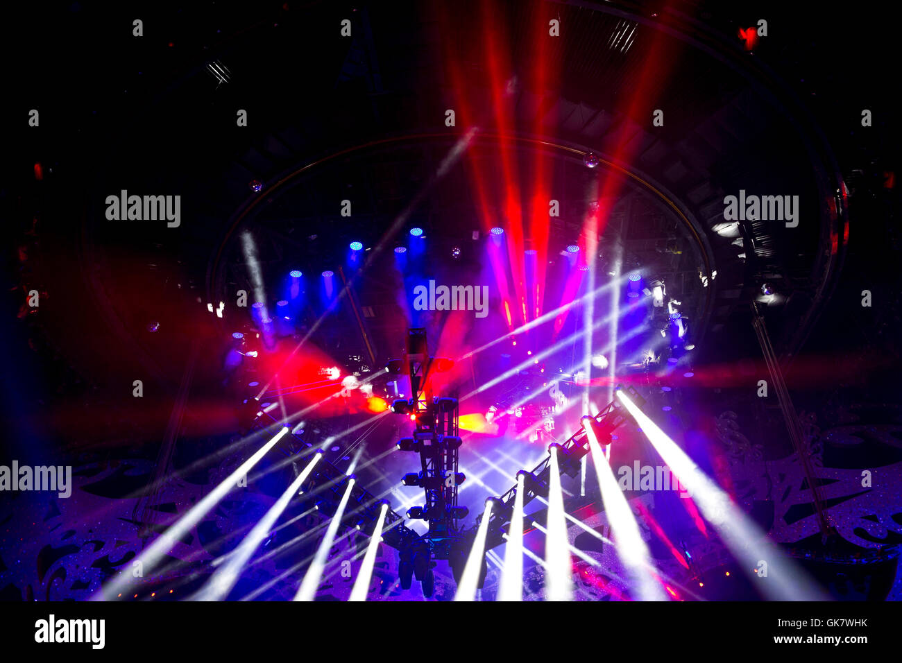 Blue stage lighting, light show concert Stock Photo - Alamy
