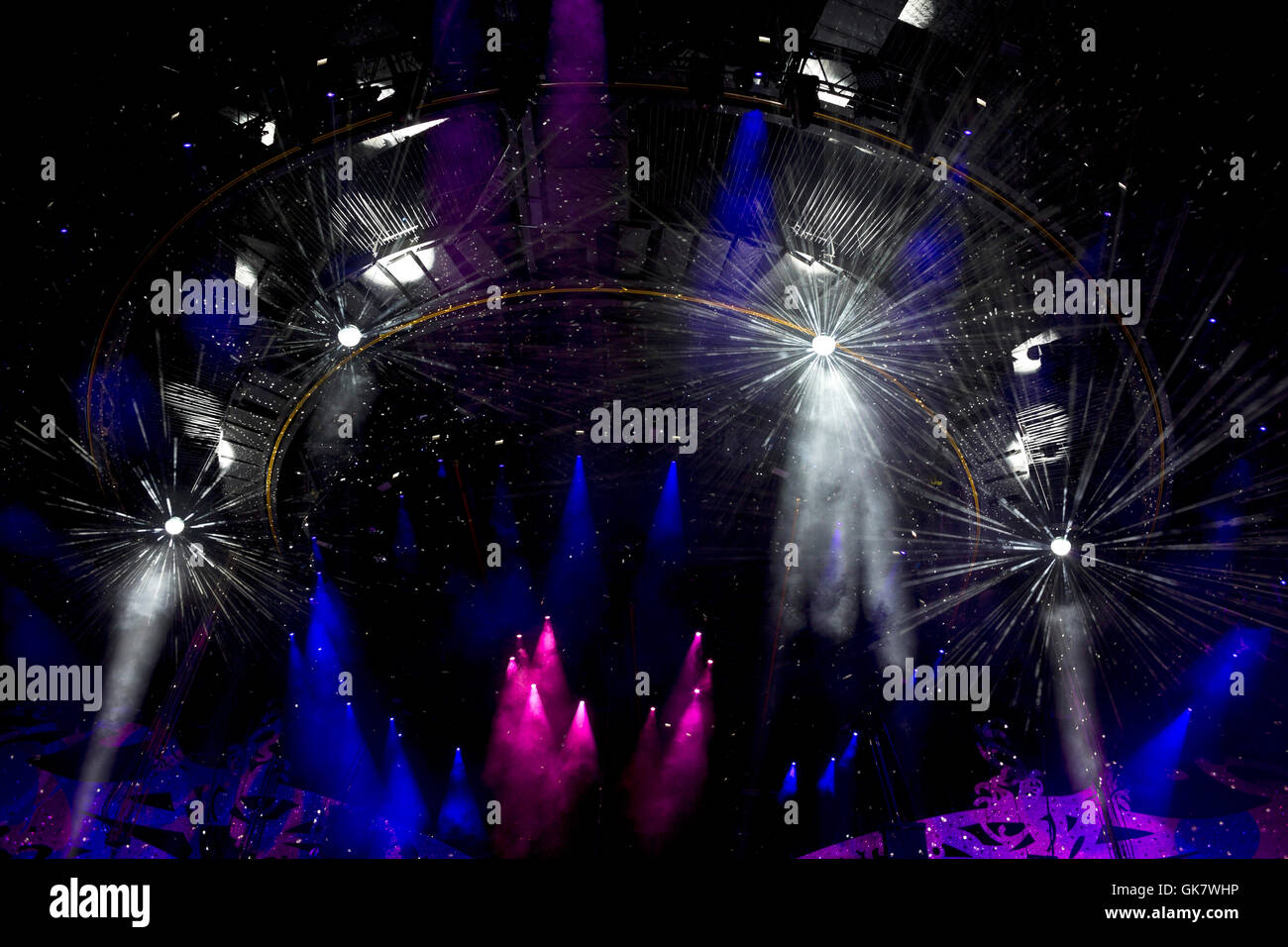 Blue stage lighting, light show concert Stock Photo - Alamy
