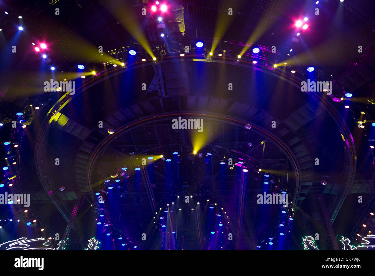 Blue stage lighting, light show concert Stock Photo - Alamy