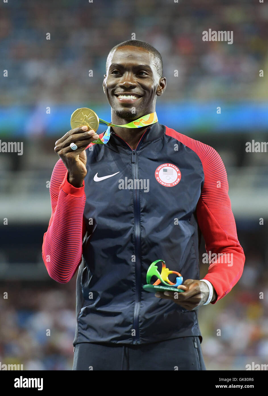 Rio De Janeiro, Brazil. 18th Aug, 2016. Gold medalist Kerron Clement of ...