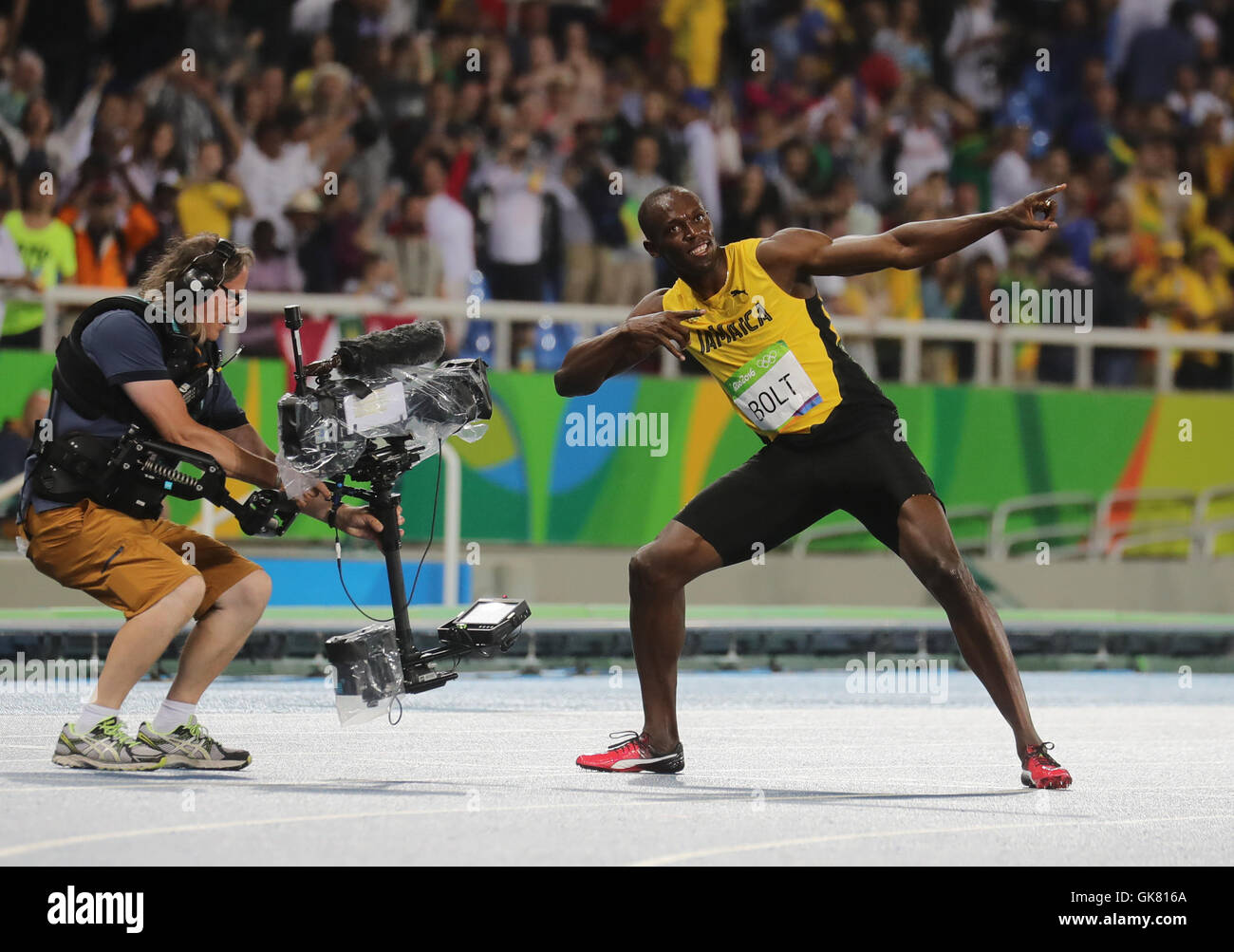 Rio de Janeiro, Brazil. 18th Aug, 2016. Usain Bolt of Jamaica ...