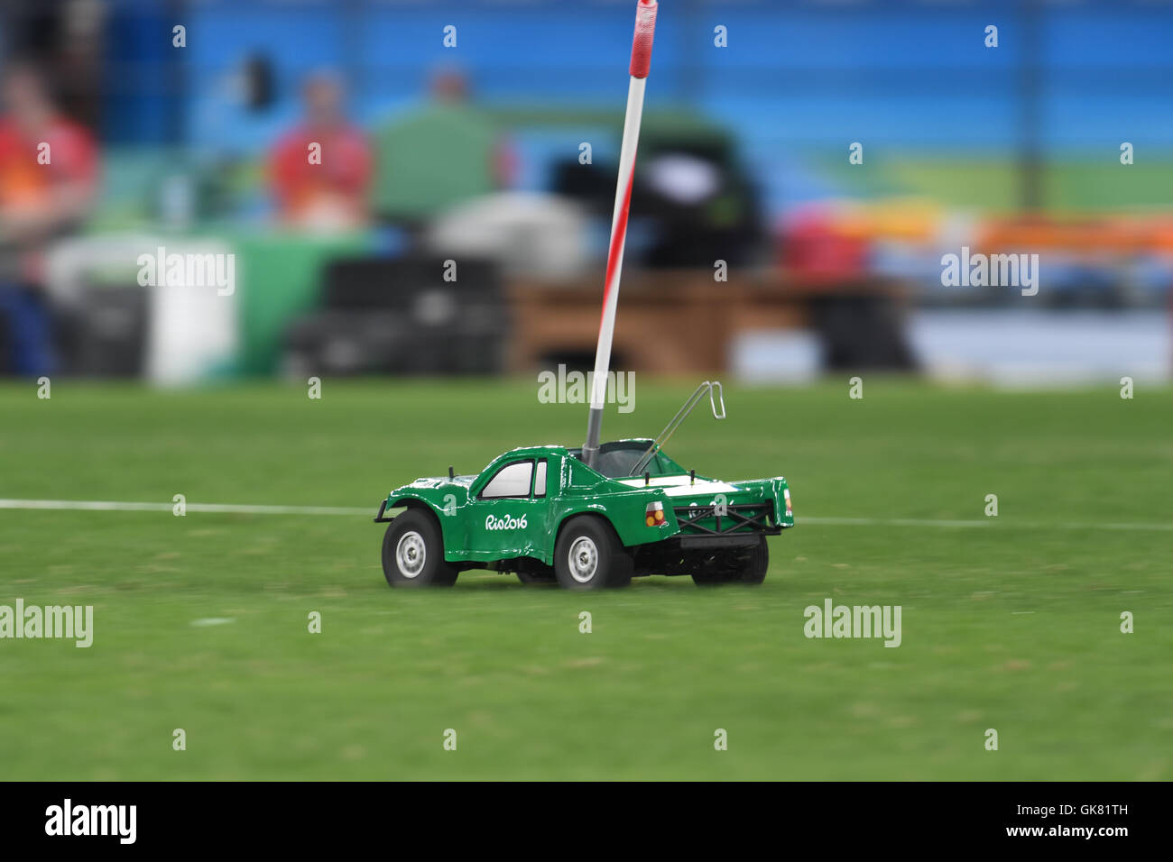 Rio de Janeiro, Brazil. 18th Aug, 2016. A remote controlled mini car ...