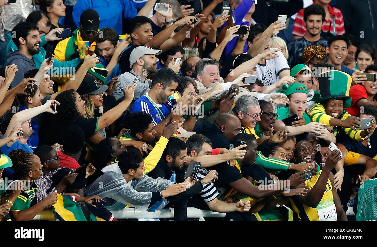 Rio De Janeiro, Brazil. 18th Aug, 2016. Jamaica's Usain Bolt poses for ...
