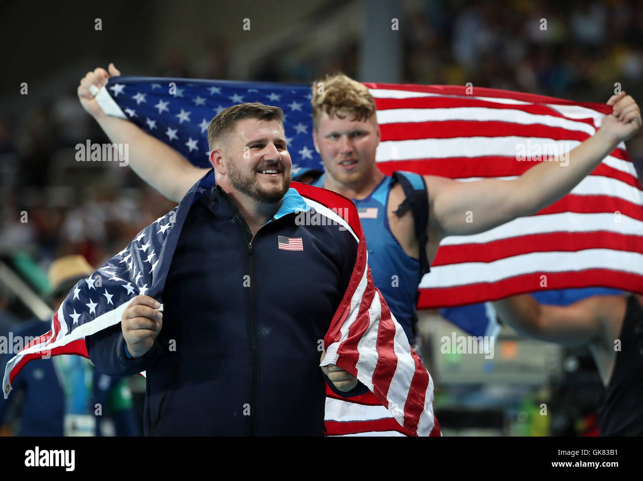Rio De Janeiro, RJ, Brazil. 18th Aug, 2016. USA's Ryan Crouser (right ...