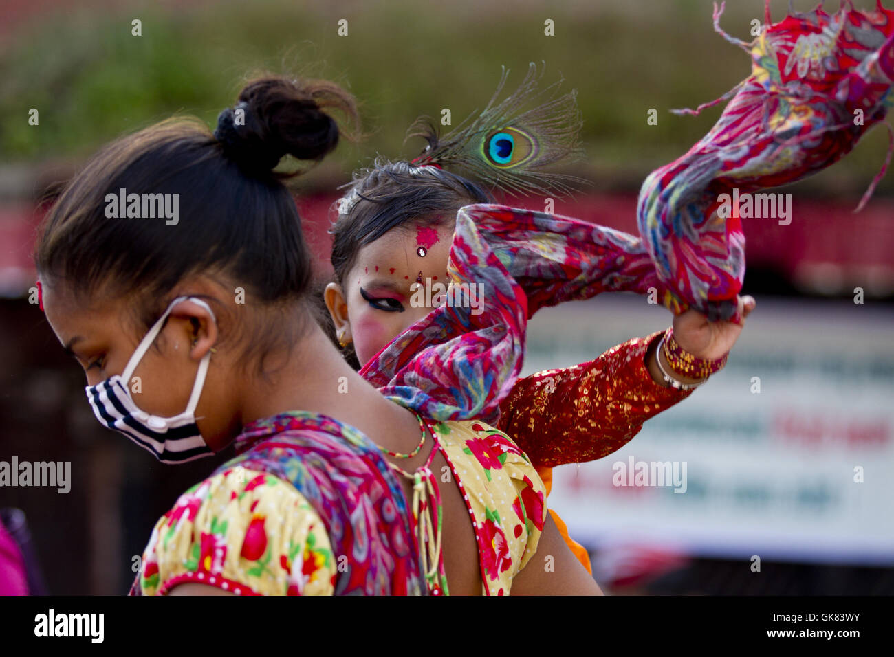 Kathmandu, Nepal. 19th Aug, 2016. A girl with makeup on her face ...