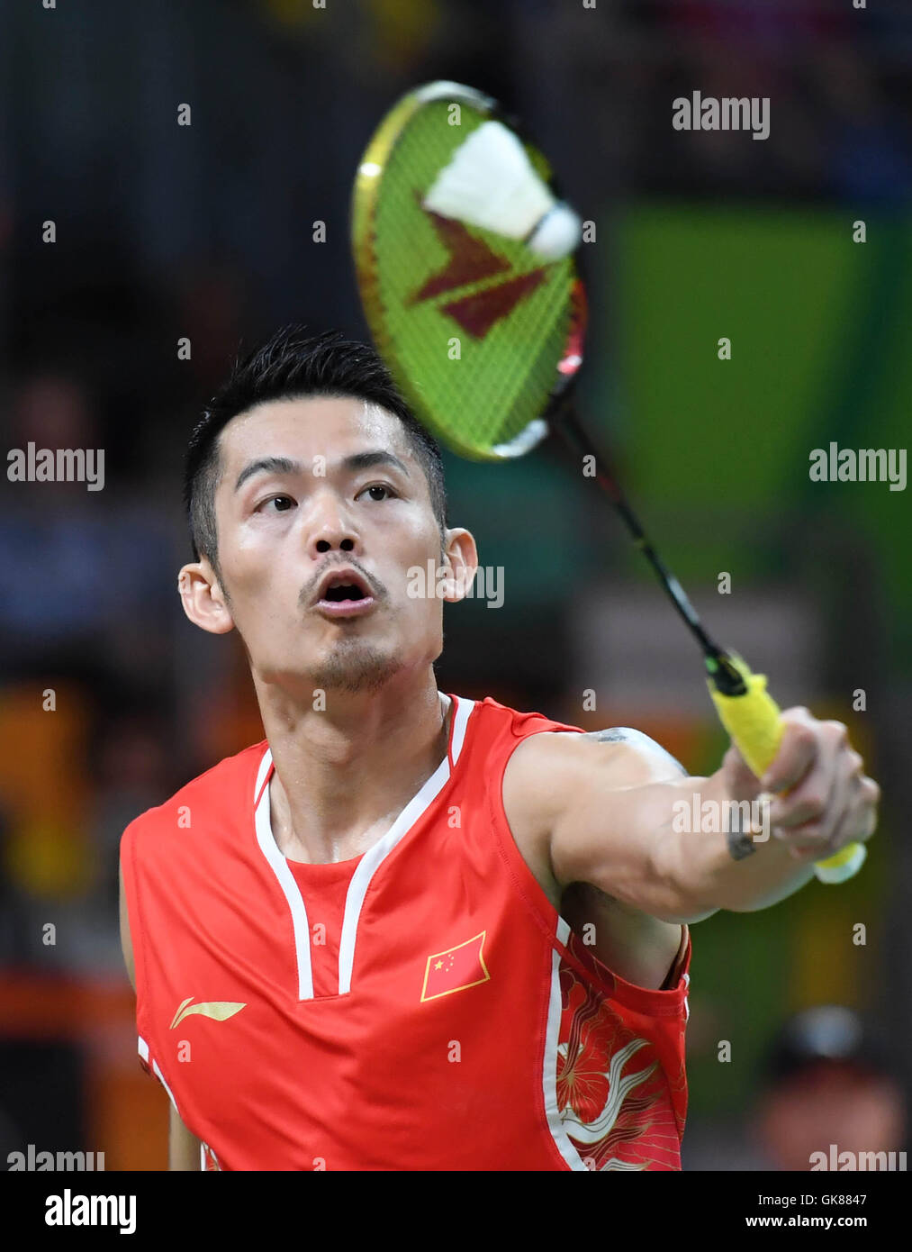 Rio De Janeiro, Brazil. 19th Aug, 2016. China's Lin Dan competes during ...