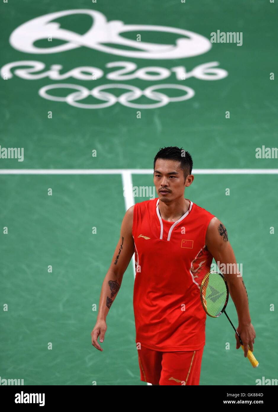 Rio De Janeiro, Brazil. 19th Aug, 2016. China's Lin Dan competes during ...