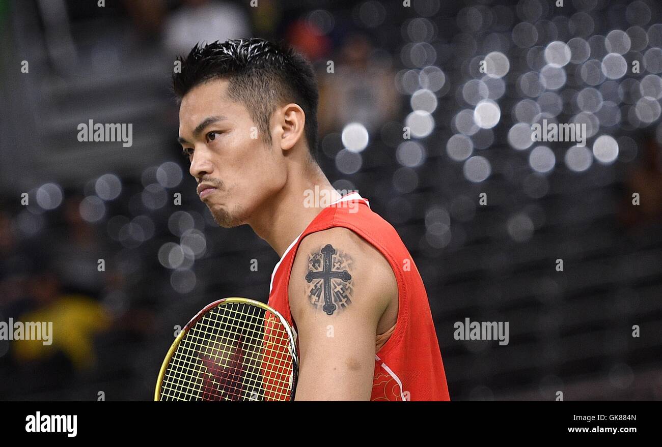 Rio De Janeiro, Brazil. 19th Aug, 2016. China's Lin Dan competes during ...
