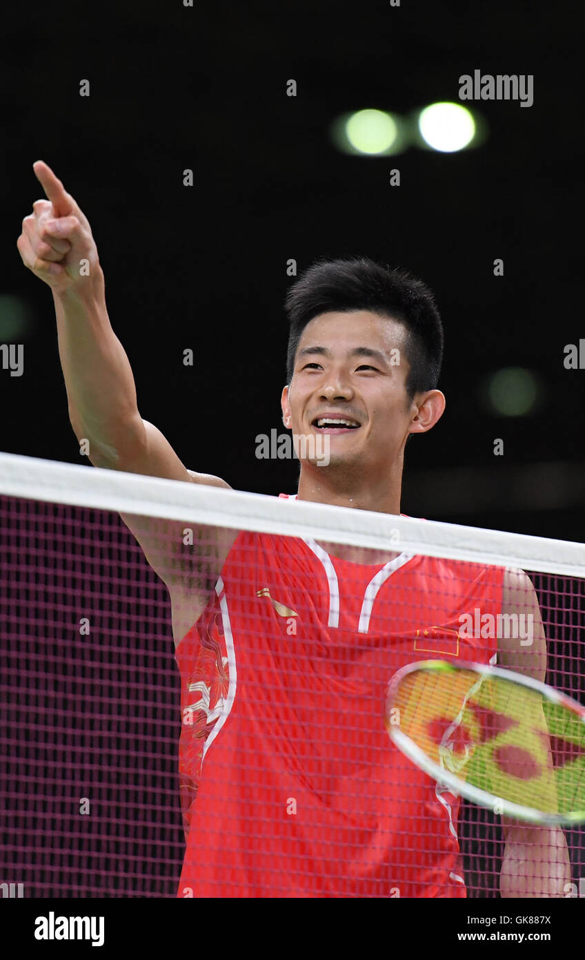 Rio De Janeiro, Brazil. 19th Aug, 2016. China's Chen Long celebrates ...