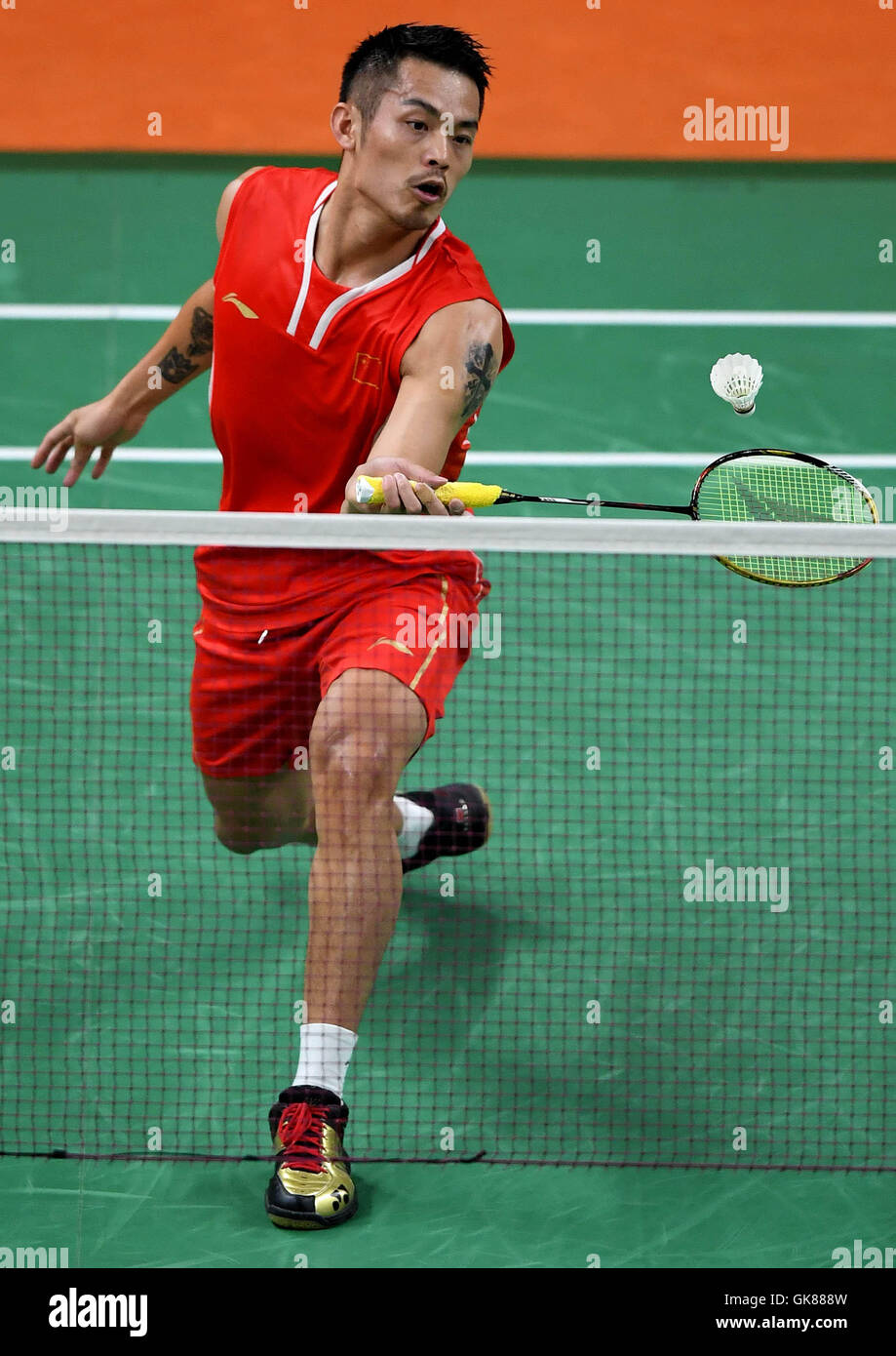 Rio De Janeiro, Brazil. 19th Aug, 2016. China's Lin Dan competes during ...