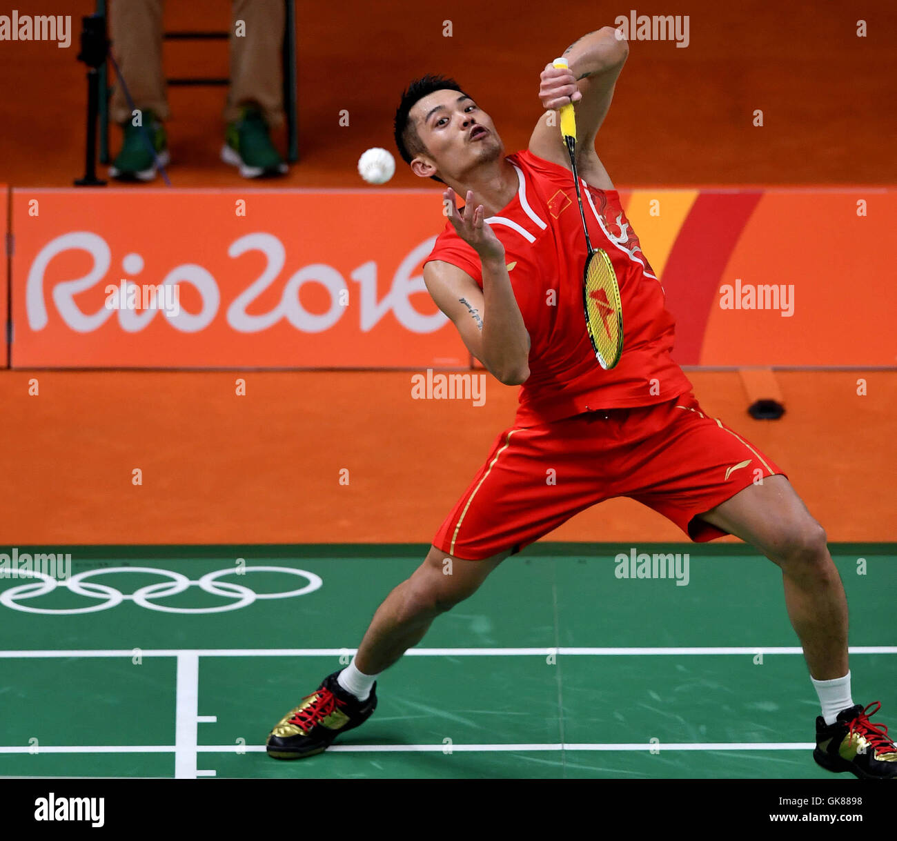 Rio De Janeiro, Brazil. 19th Aug, 2016. China's Lin Dan competes during ...
