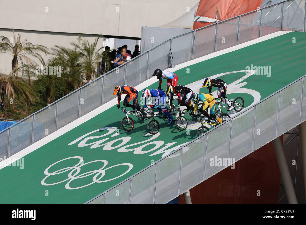Rio de Janeiro, Brazil. 18th Aug, 2016. Mens BMX competition at the ...