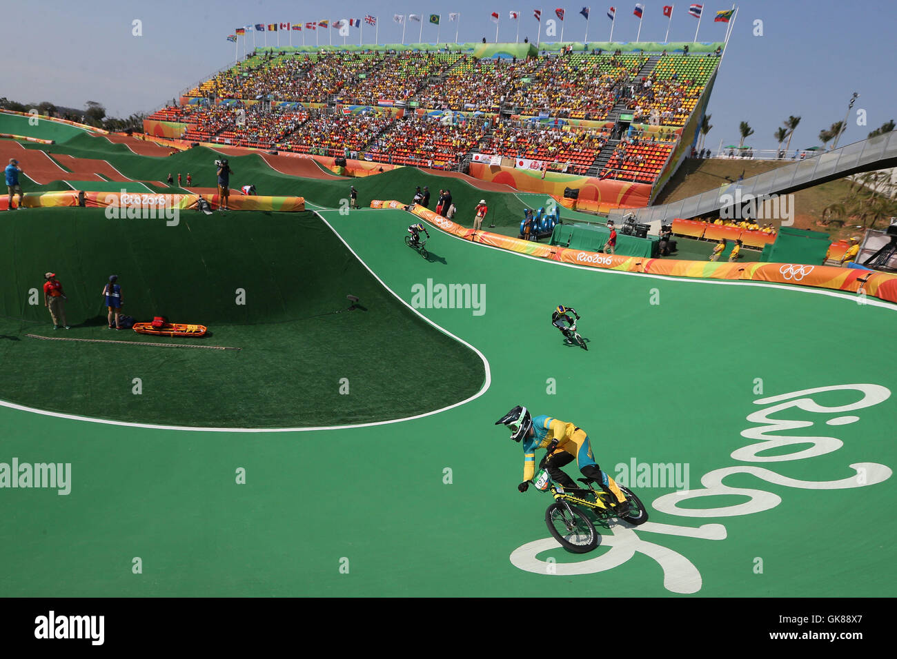 Rio de Janeiro, Brazil. 18th Aug, 2016. Mens BMX competition at the ...