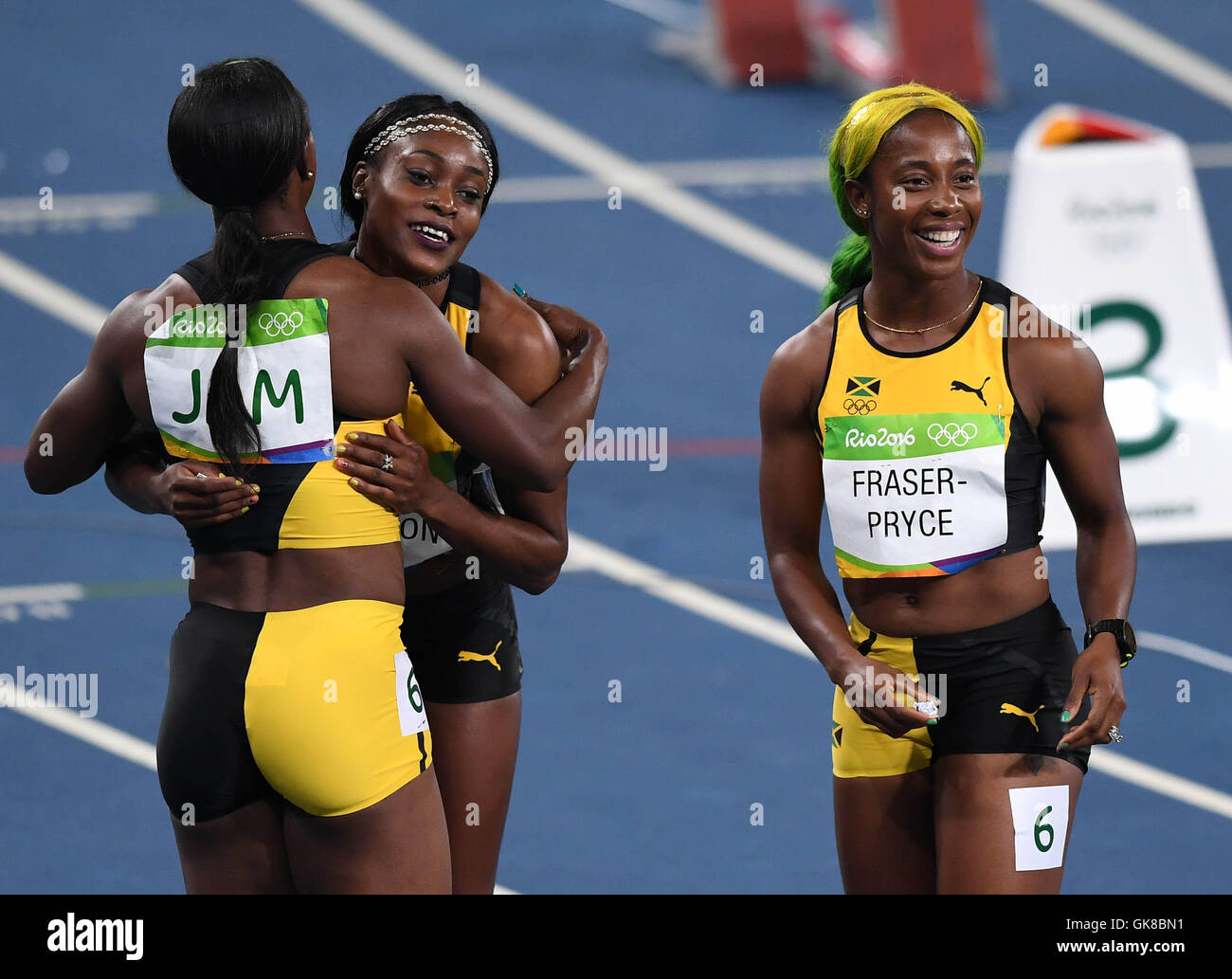 Rio De Janeiro, Brazil. 19th Aug, 2016. Jamaica's sprinters celebrate ...