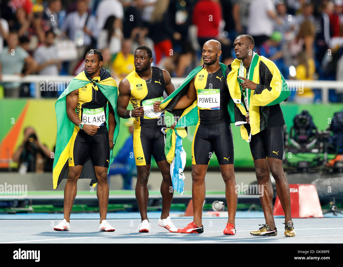 Rio De Janeiro, Brazil. 19th Aug, 2016. Jamaican sprinters (and / d ...