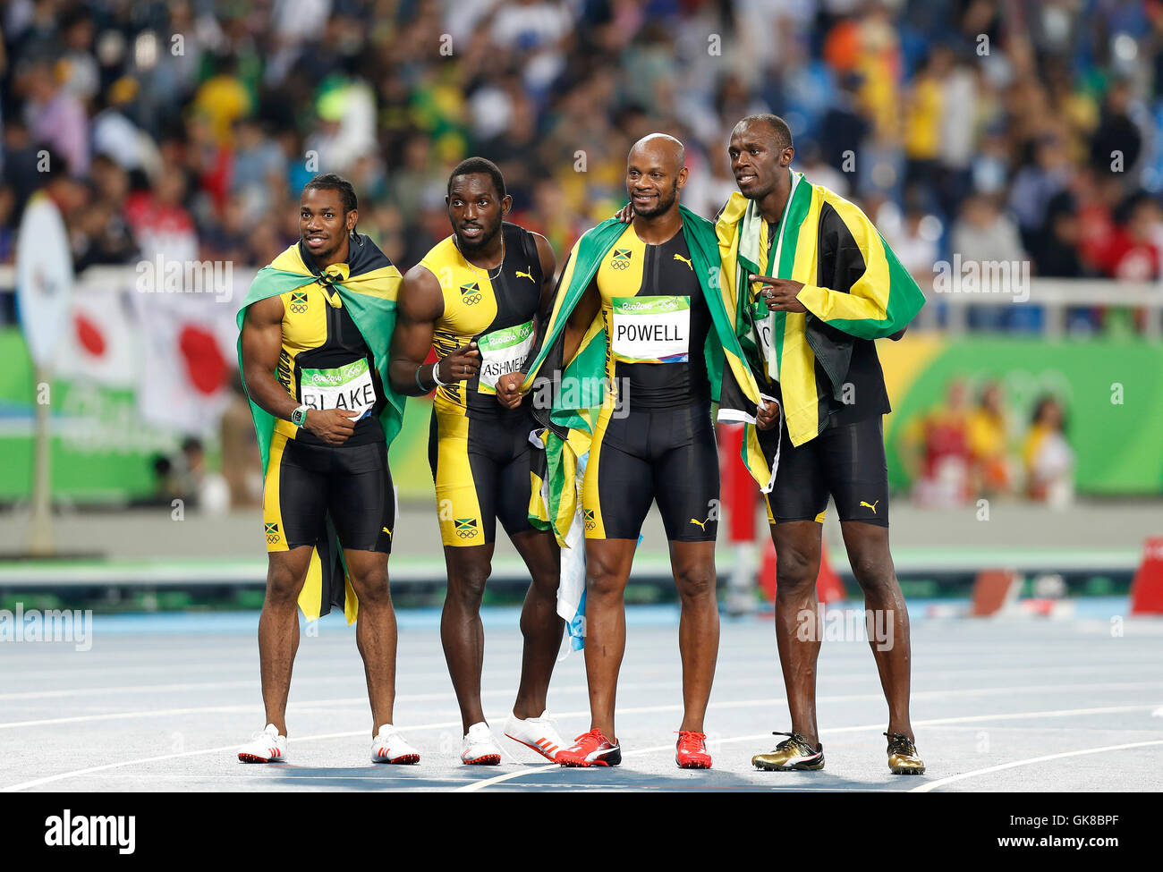 Rio De Janeiro, Brazil. 19th Aug, 2016. Jamaican sprinters (and / d ...