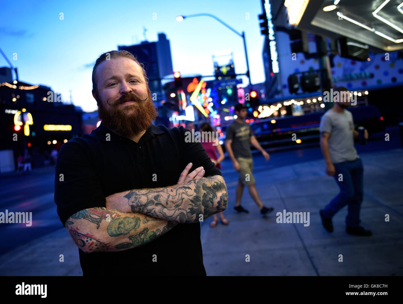 Las Vegas, Nevada, USA. 19th Aug, 2016. Joshua Monroe stands along ...