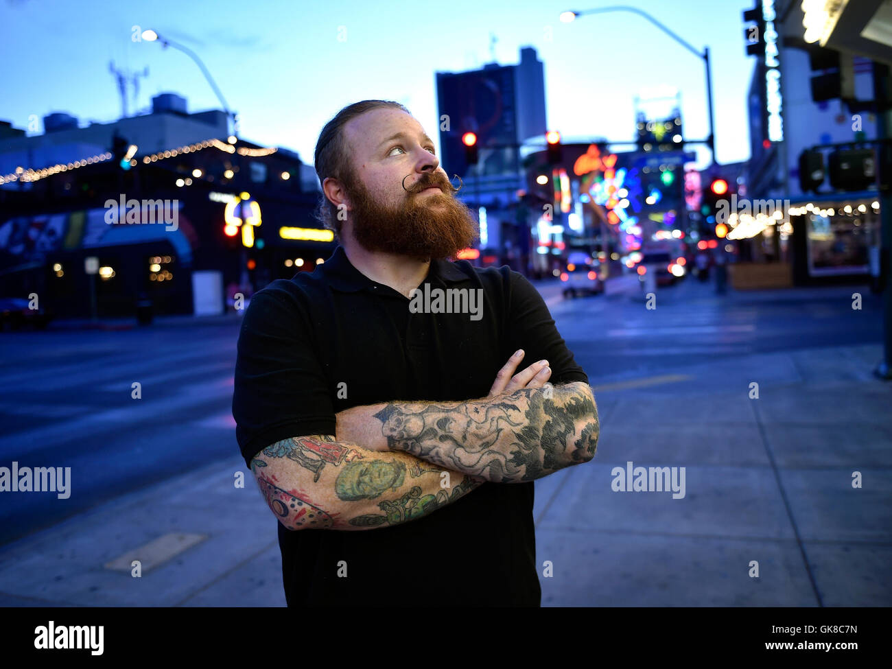 Las Vegas, Nevada, USA. 19th Aug, 2016. Joshua Monroe stands along ...