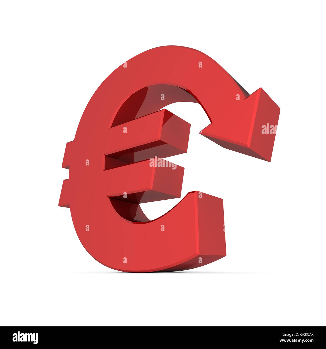 Shiny Euro Symbol with Arrow Down - Glossy Red Stock Photo - Alamy
