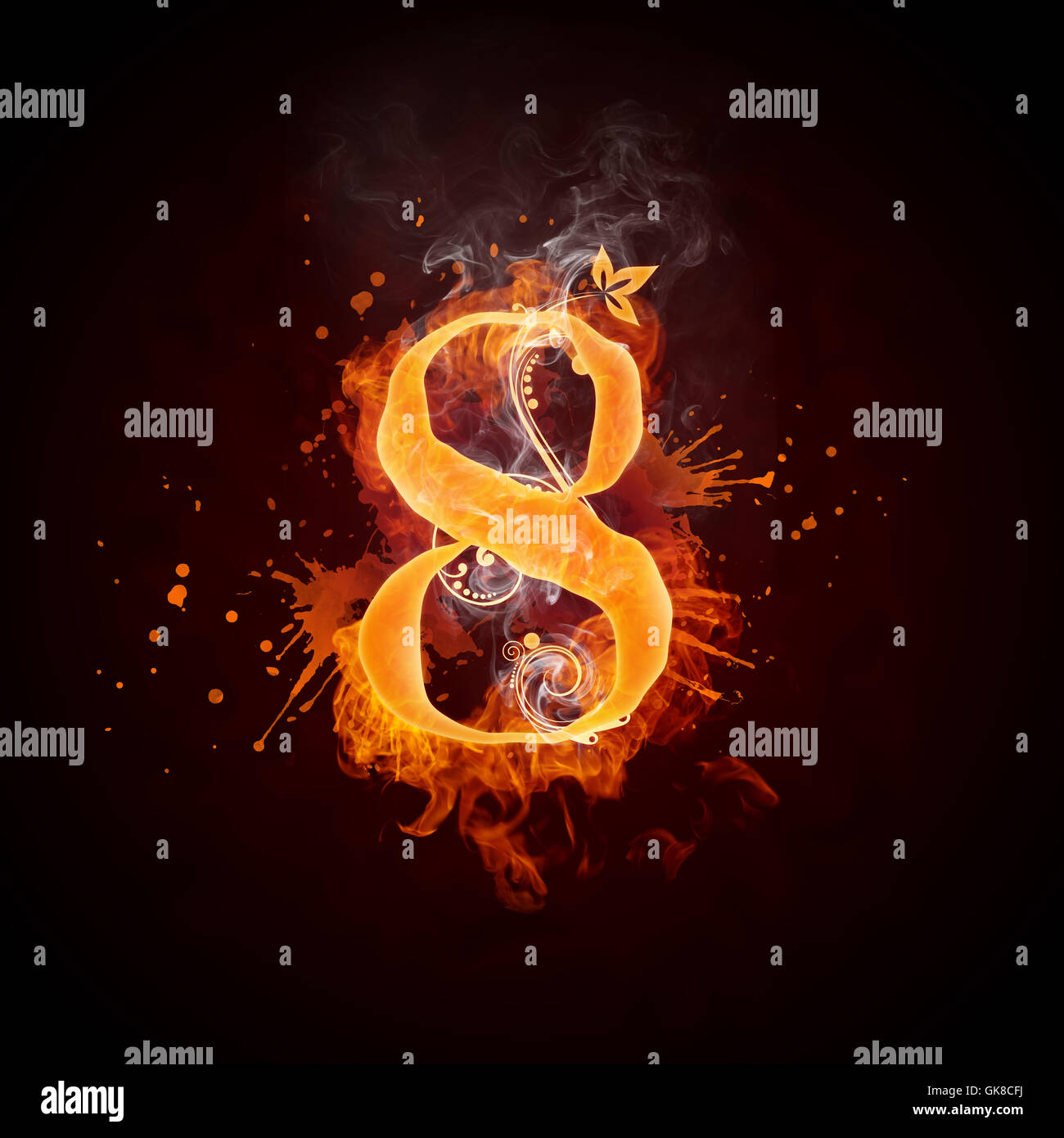 Burning number 8 fire hi-res stock photography and images - Alamy