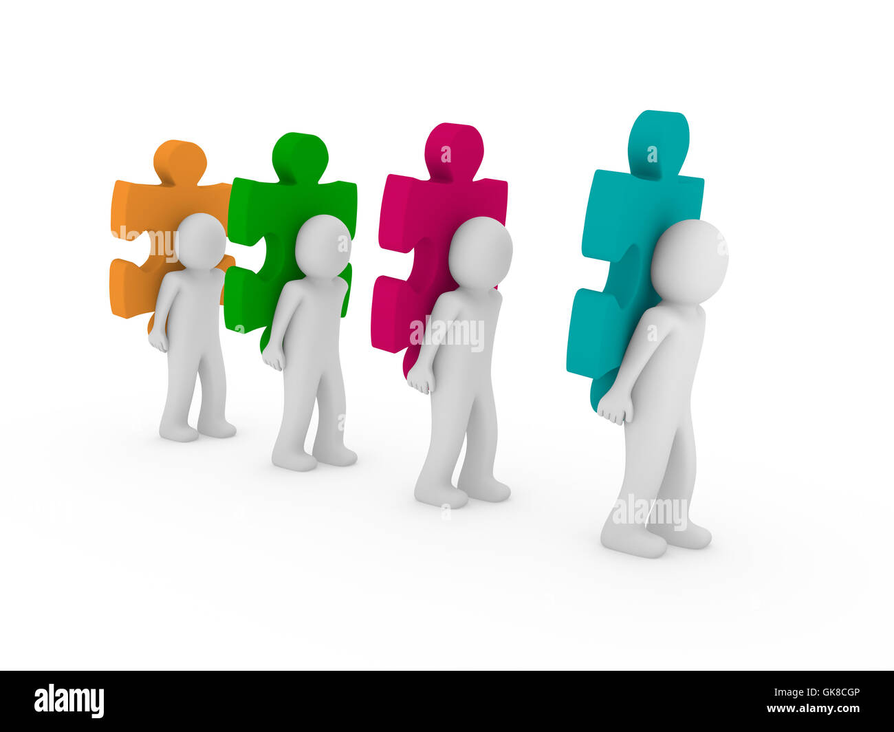 3d men puzzle teamwork Stock Photo - Alamy