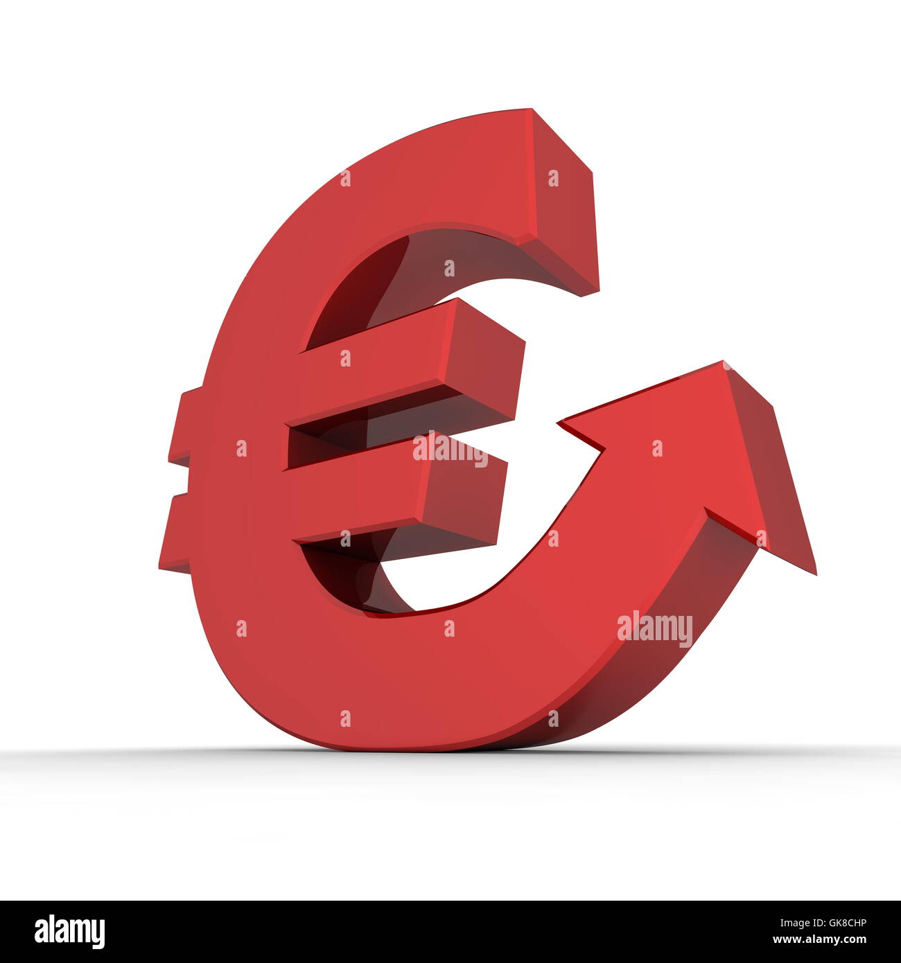 Shiny Euro Symbol with Arrow Up - Glossy Red Stock Photo - Alamy