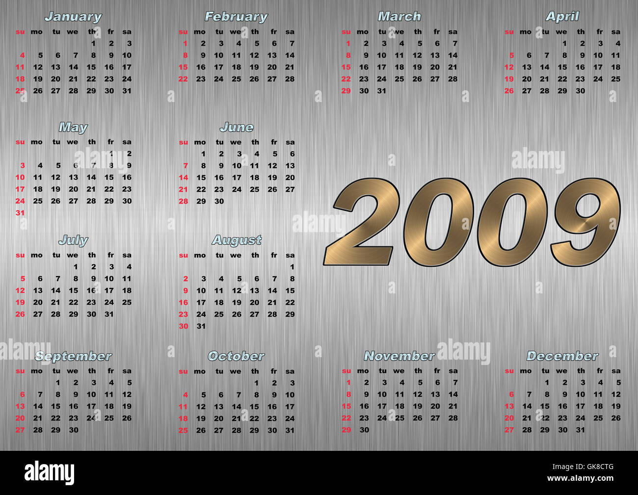 Calendar 2009 metal texture Stock Photo - Alamy