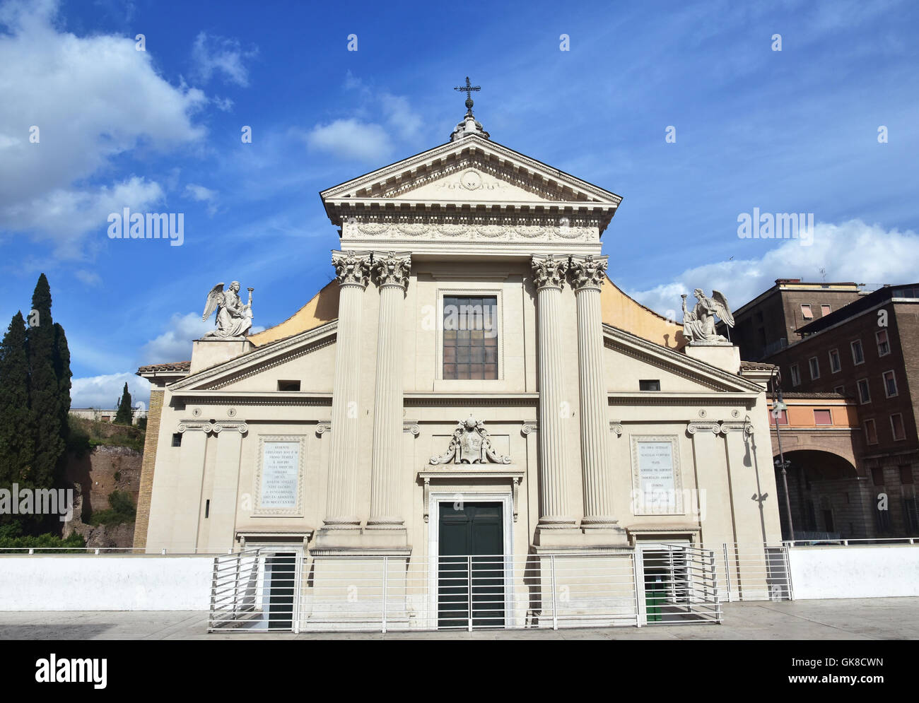 San Rocco all'Augusteo (Saint Roch) neoclassical facade with angels, in ...