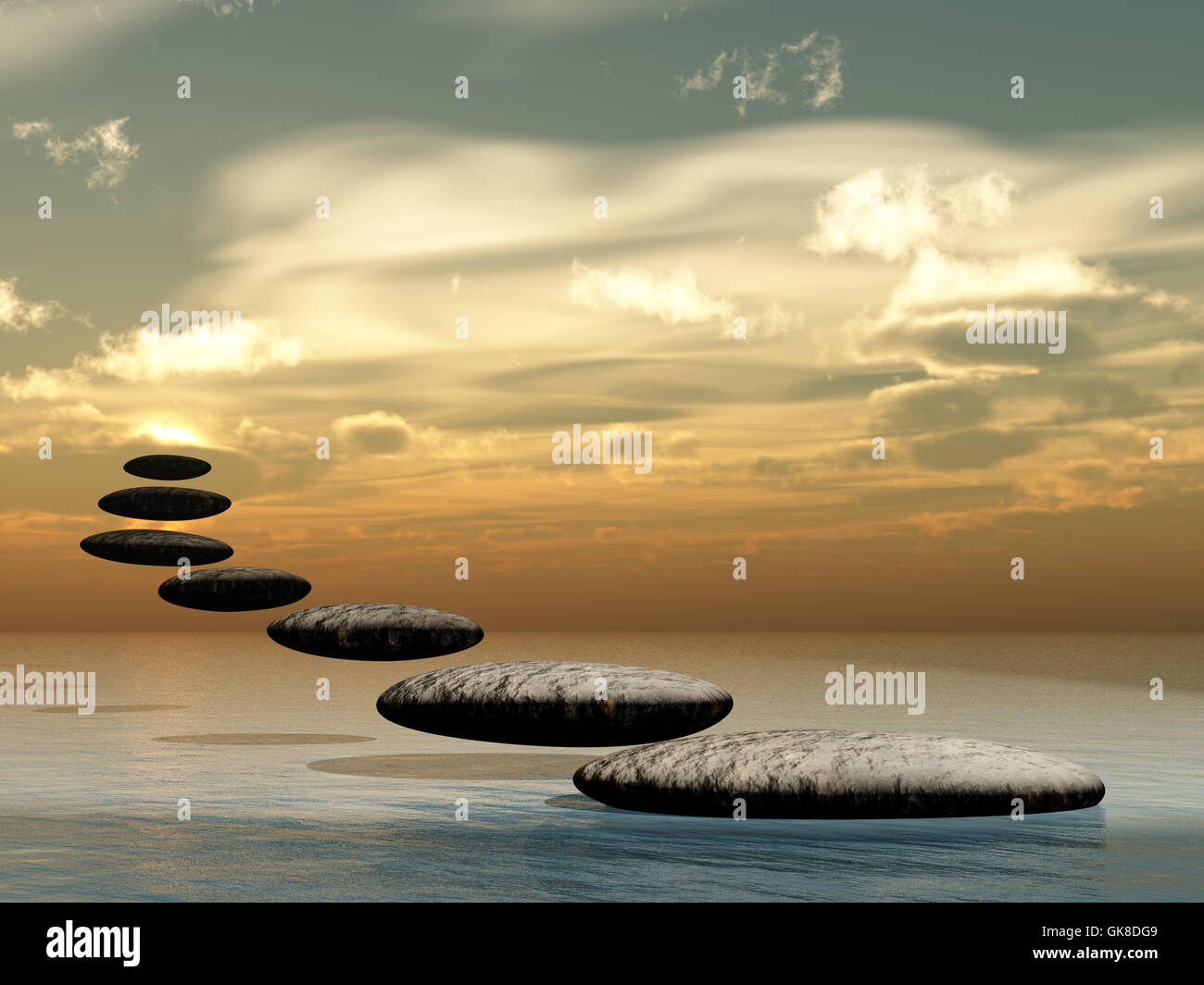 Path form zen stone to sun Stock Photo - Alamy