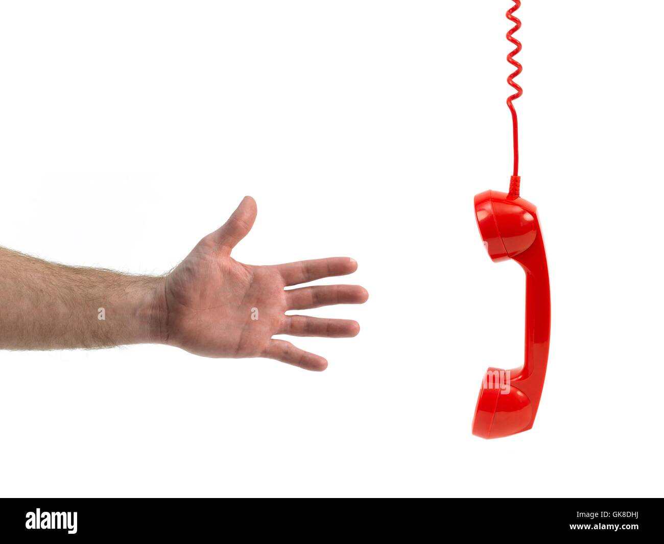 Red Phone Handset Stock Photo - Alamy
