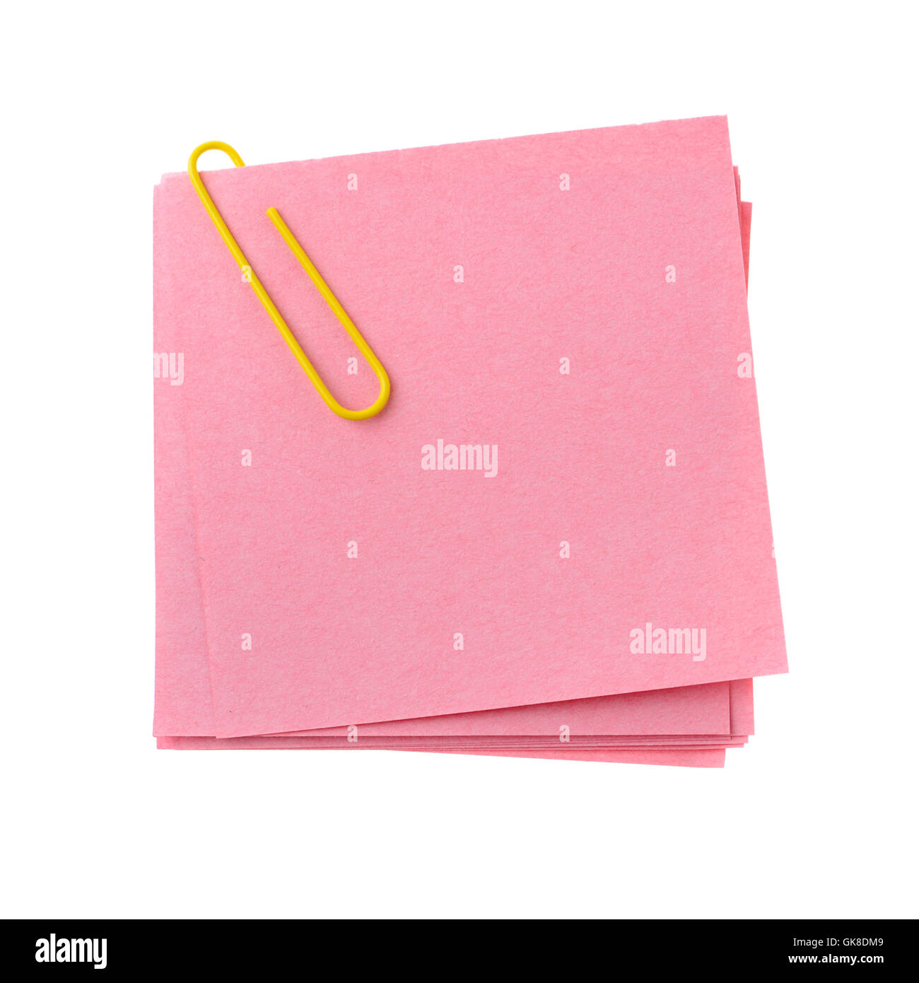 Red paper note with yellow clinch Stock Photo - Alamy