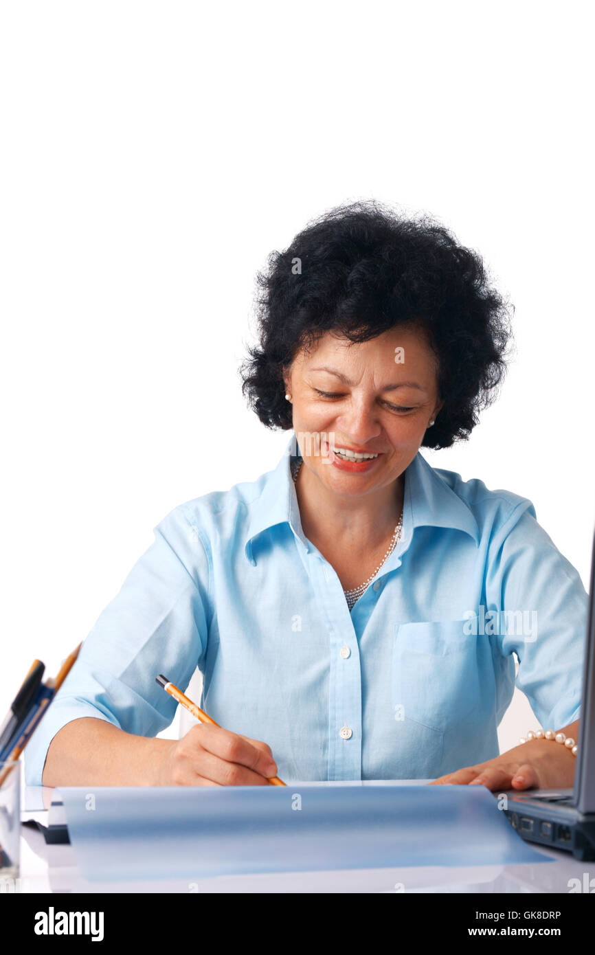 Elder Woman Writing Stock Photo - Alamy