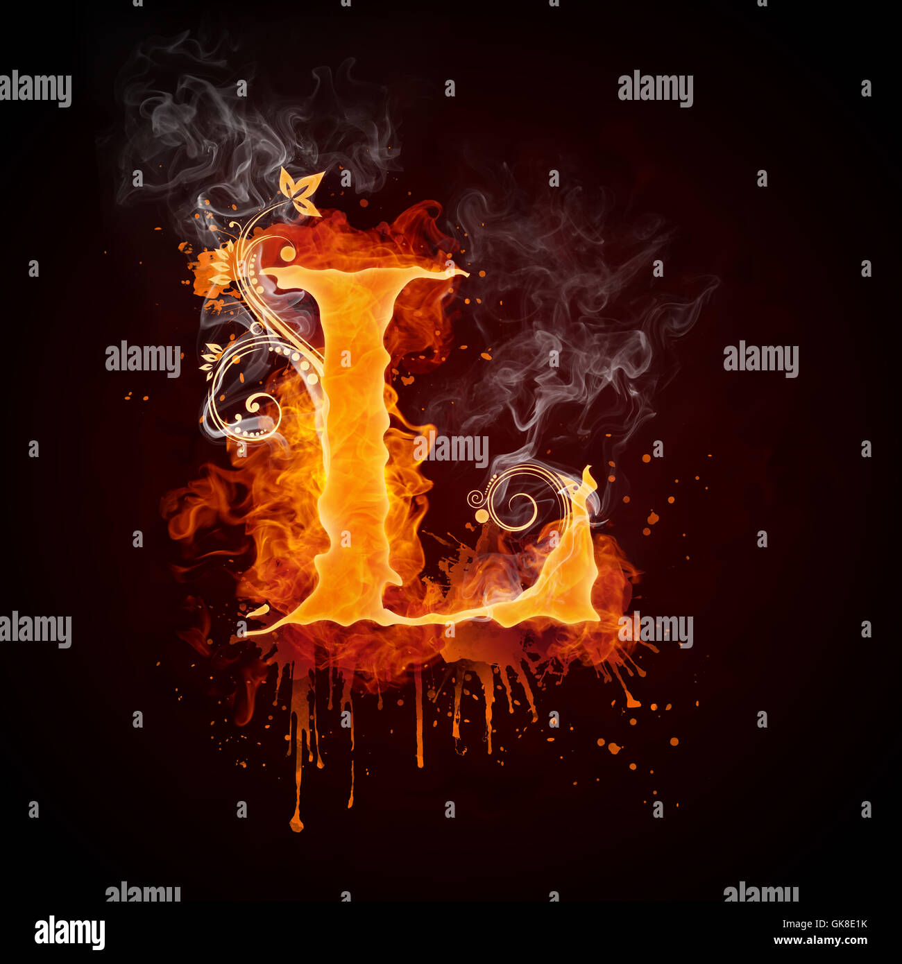 Fire Swirl Letter L Stock Photo - Alamy
