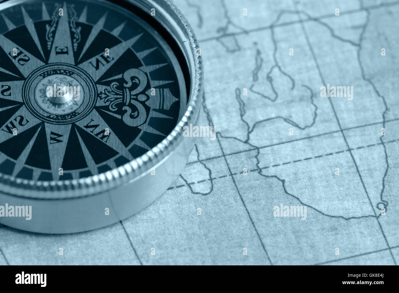 Old compass and map Stock Photo - Alamy