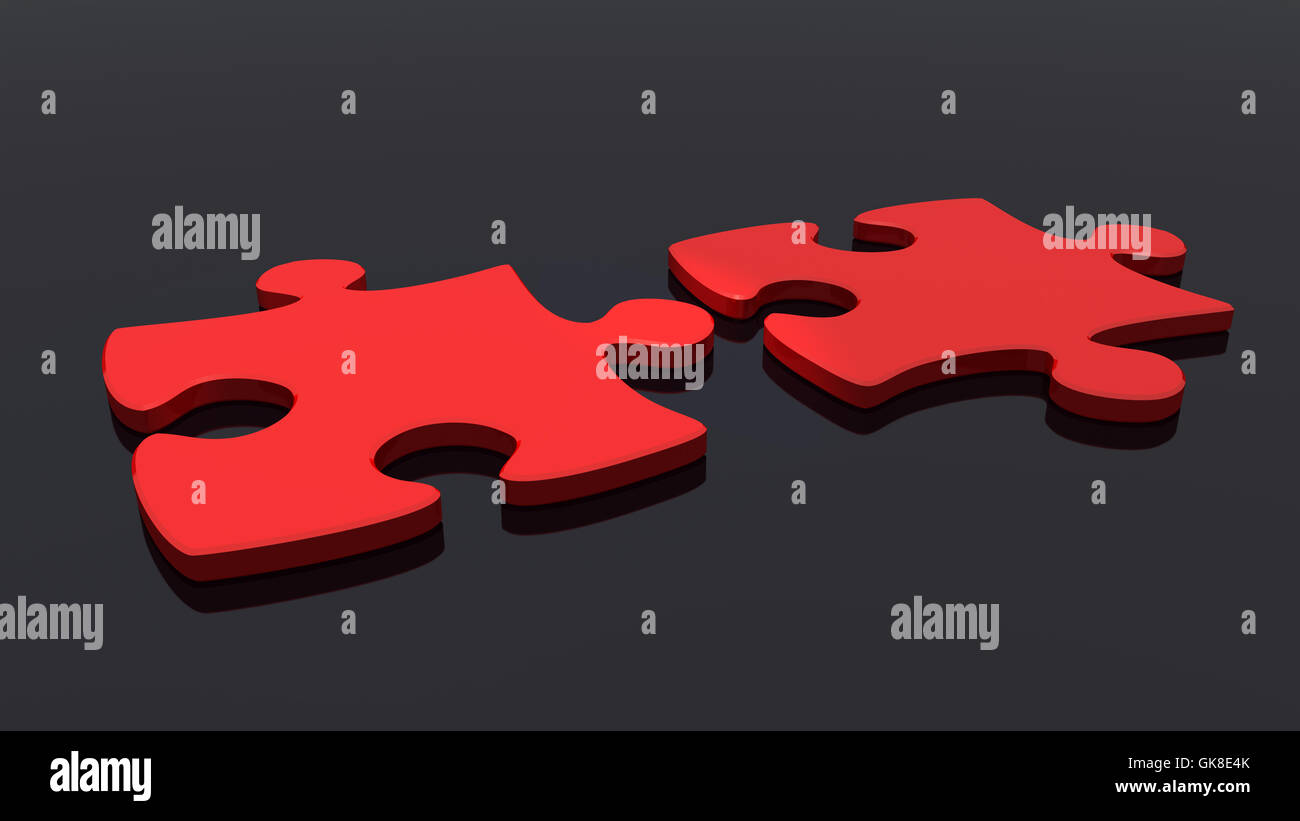 Puzzles red color Stock Photo - Alamy