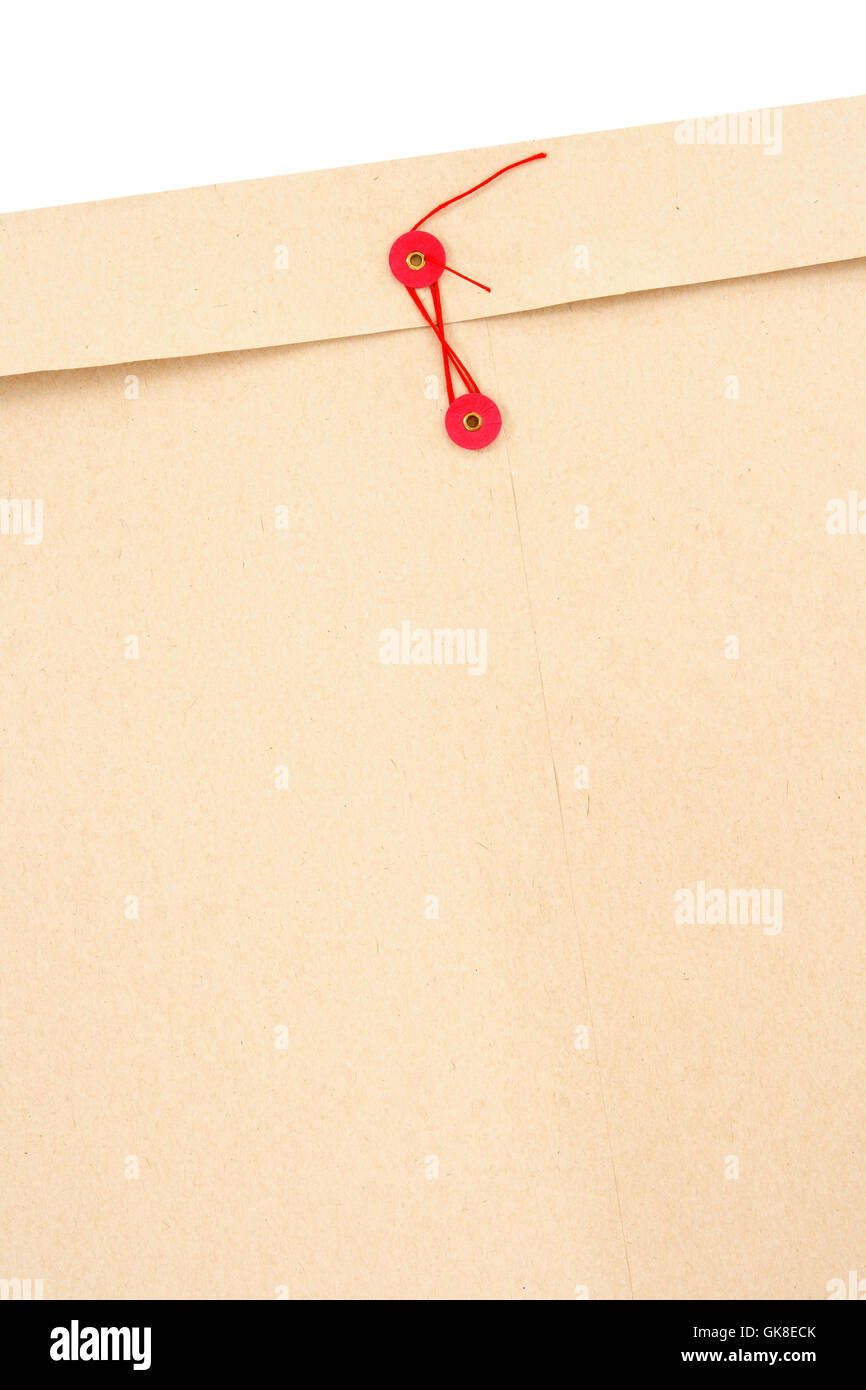 Manila envelope with red string Stock Photo - Alamy