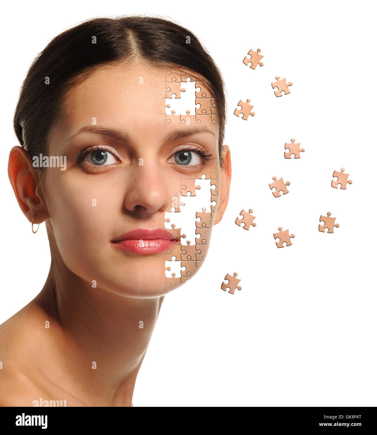 Female face close up and details puzzle Stock Photo - Alamy